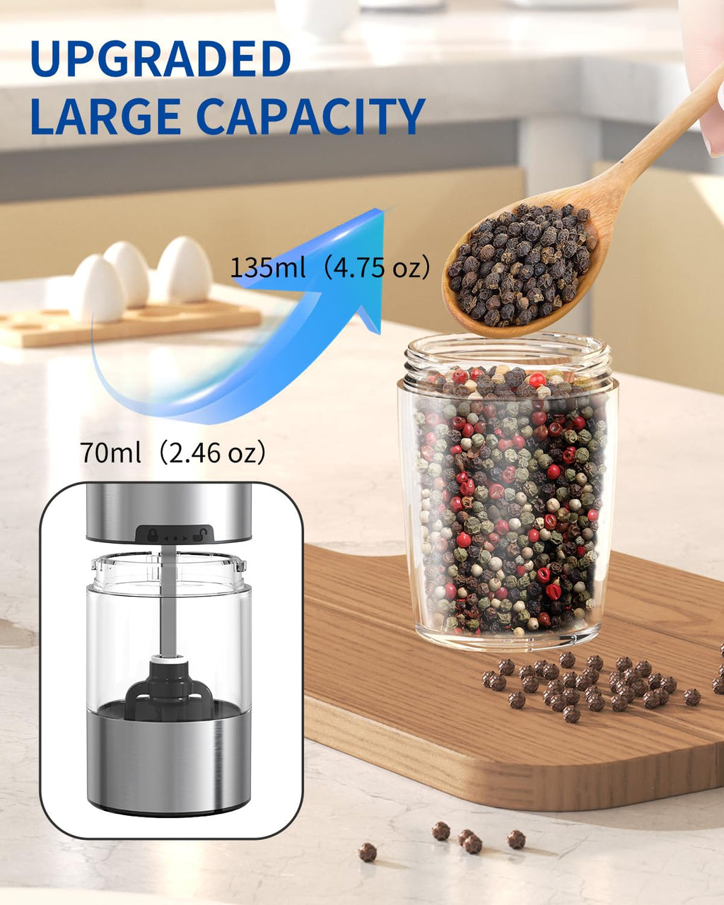 CIRCLE JOY Gravity Electric Salt and Pepper Grinder Set Automatic Salt ...